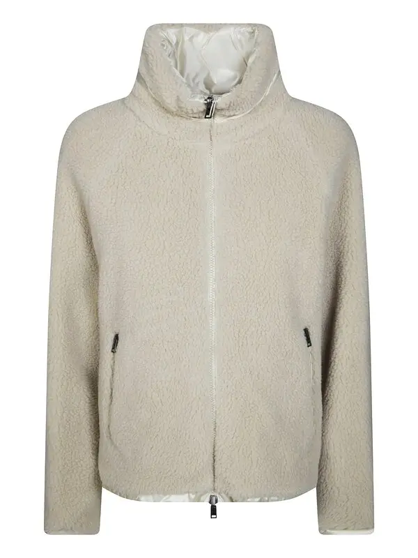 Herno Zip-up Soft Knit Sweater - Beige