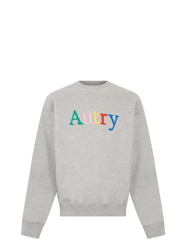 AUTRY Embroidered Logo Crewneck Sweatshirt - Heather Grey