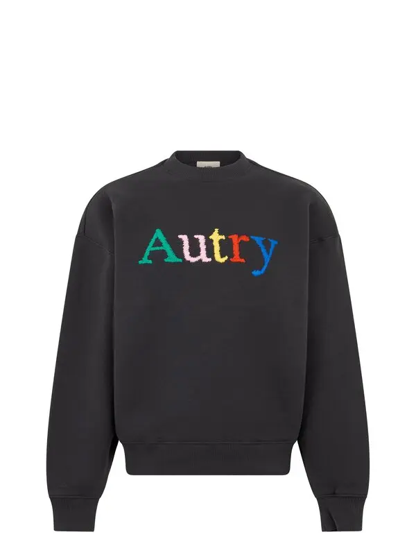 AUTRY Crewneck Sweatshirt With Embroidered Logo - Black