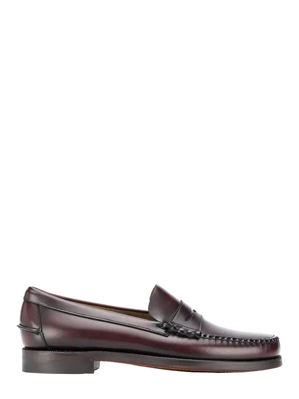 SEBAGO Smooth Brushed Full-grain Leather Slip-on Loafers - Marrone