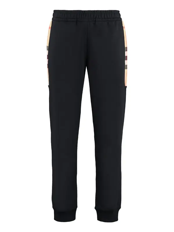Burberry Drawstring Waist Track Pants With Tartan Print Detail - Black