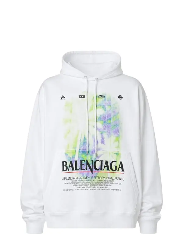 Balenciaga Graphic Print Hoodie - White