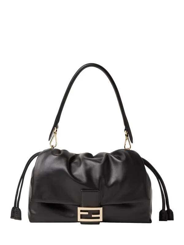 Fendi Mini Lamb Leather Shoulder & Crossbody Bag - Nero