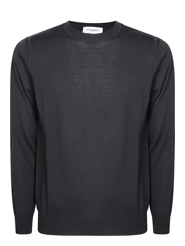 PAOLO PECORA Fine Knit Crew Neck Sweater - Marrone