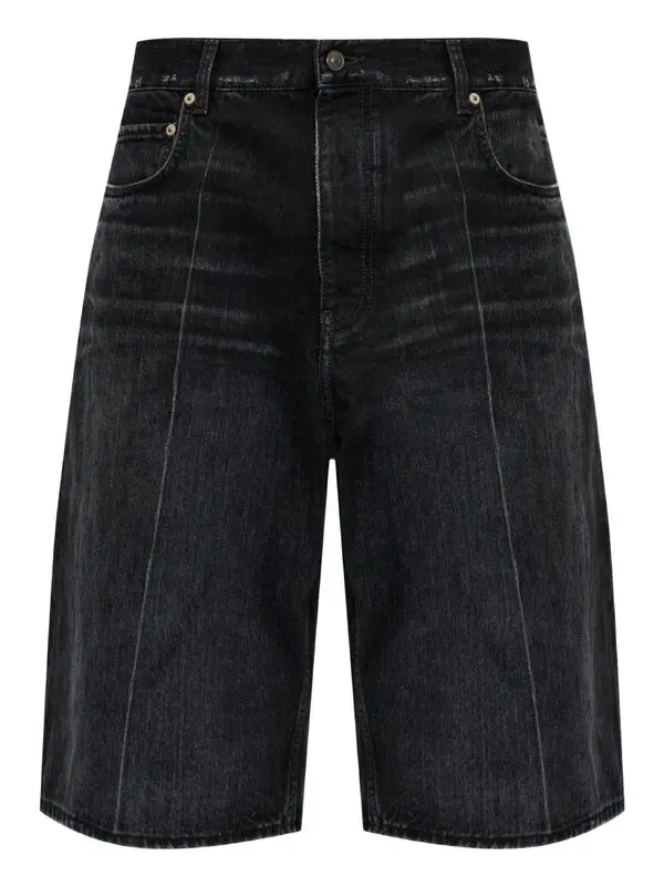 Balenciaga Panelled Distressed-finish Denim Shorts - Black