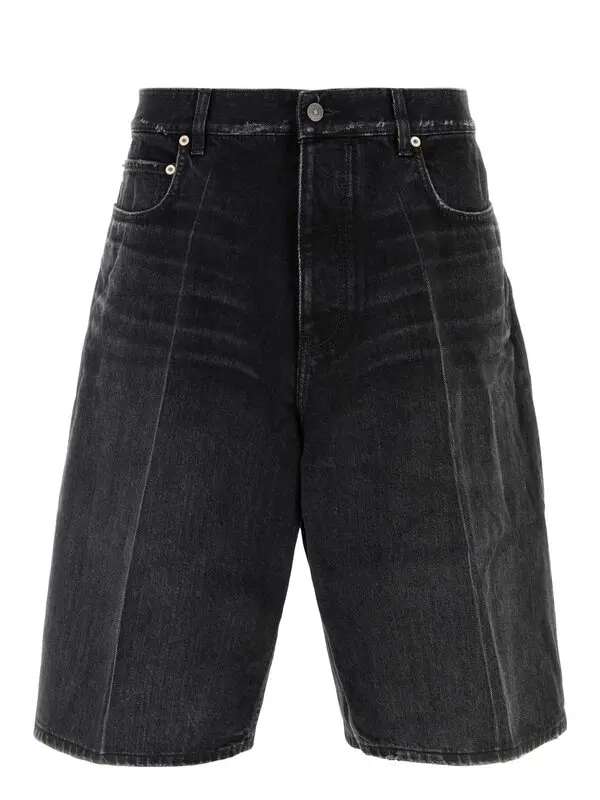 Balenciaga Panelled Distressed-finish Denim Shorts - Black