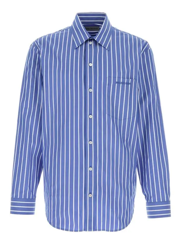 Balenciaga Logo-embroidered Shirt - Bluewhite