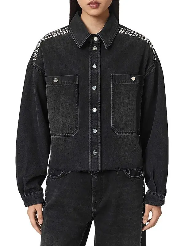 ALLSAINTS Studded Denim Jacket - Washed Black