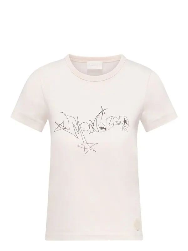 Moncler Printed Cotton Jersey T-shirt - White