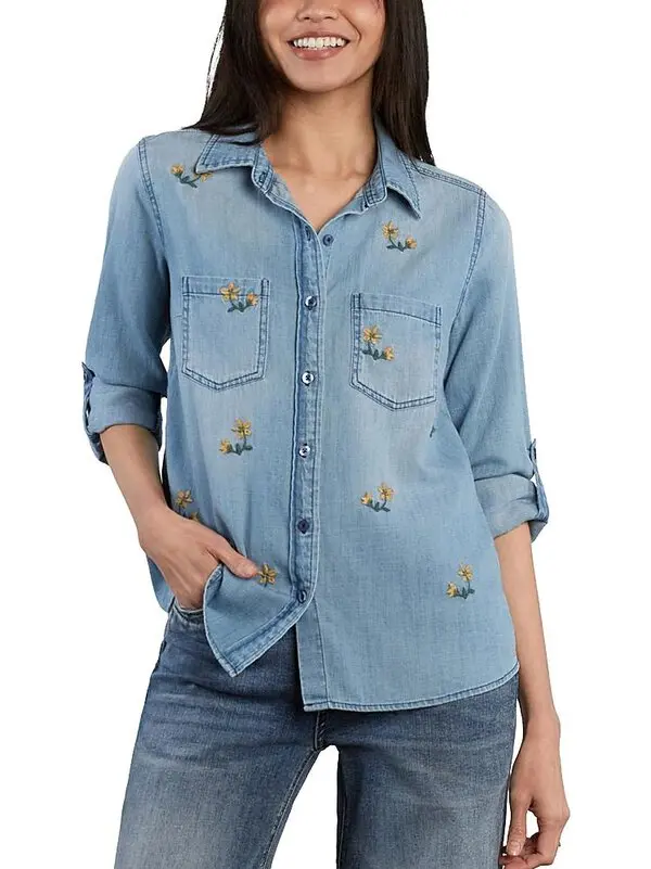 BILLY T Embroidered Shirt - Washed Blue