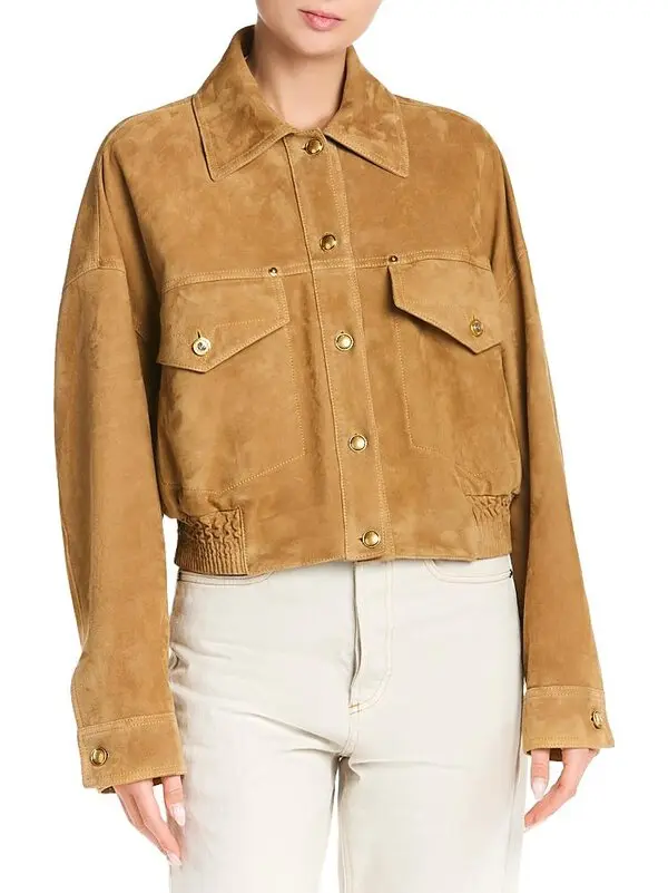 Versace Suede Cropped Jacket - Natural