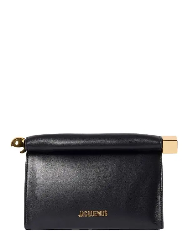 Jacquemus Le Sac Rond Carre Leather Clutch - Black