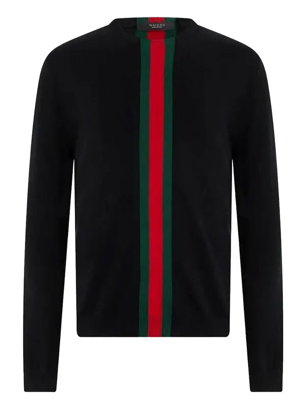 Gucci Cashmere Sweater With Stripes - Black