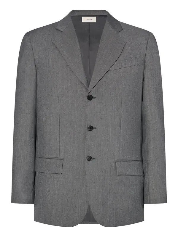 THE ROW Wren Pinstriped Wool Single-breasted Jacket - Grey