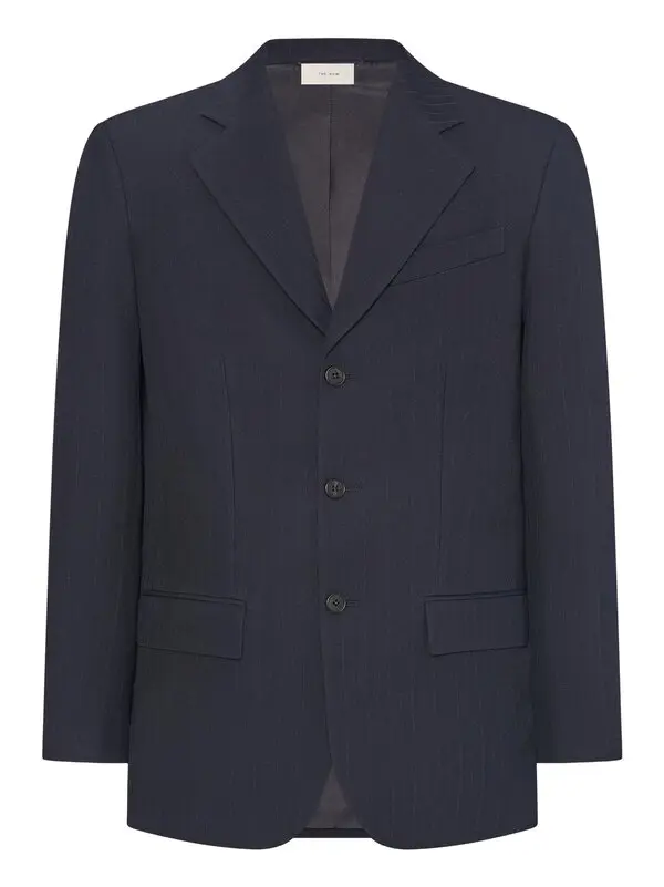 THE ROW Wren Pinstriped Wool Single-breasted Jacket - Midnight Blue