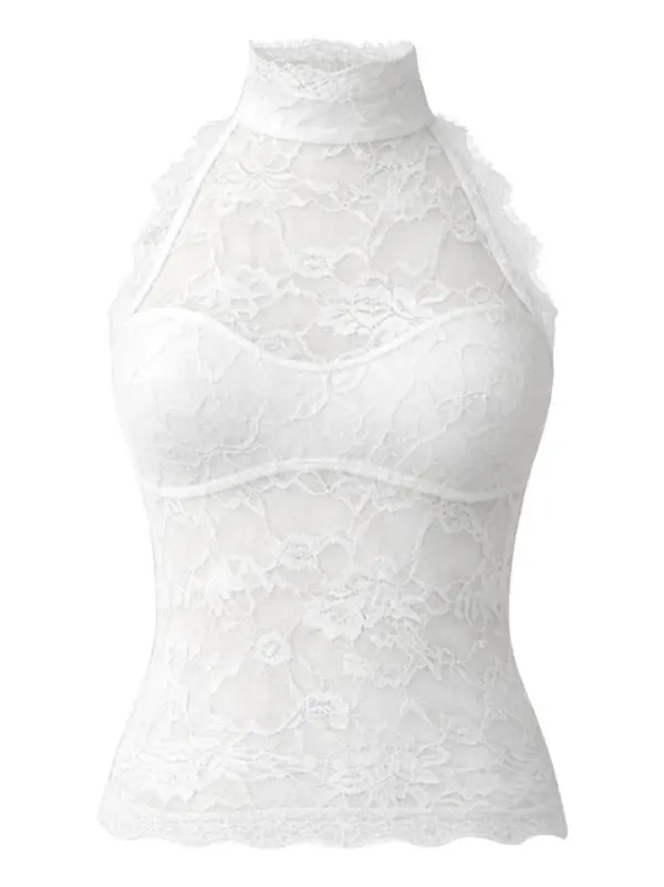 OW Selah Lace Halter Top - White