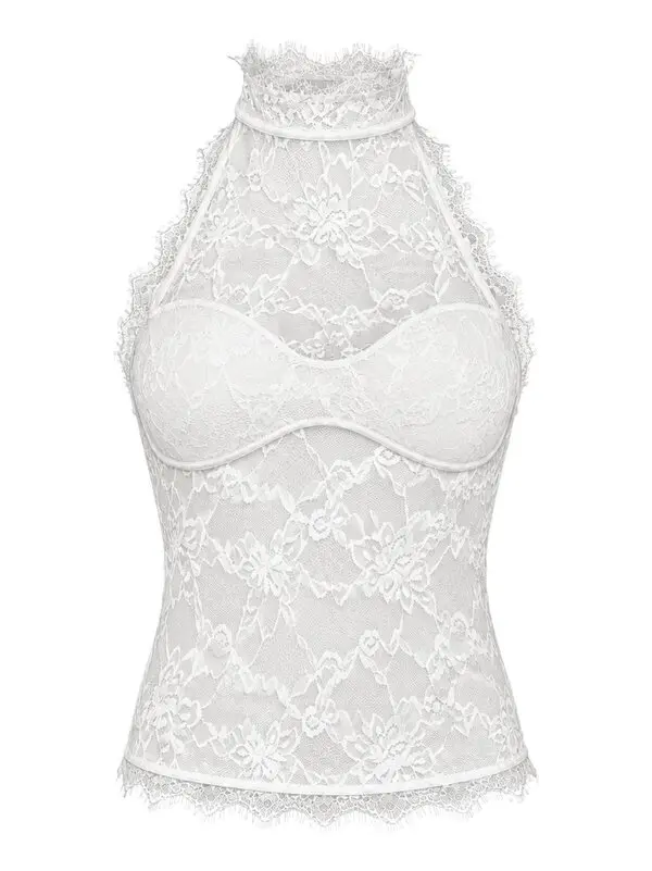 OW Selah Lace Halter Top - White