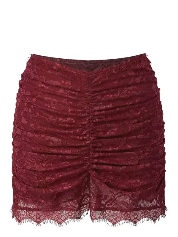 OW Burgundy Lace Mini Skirt - Red