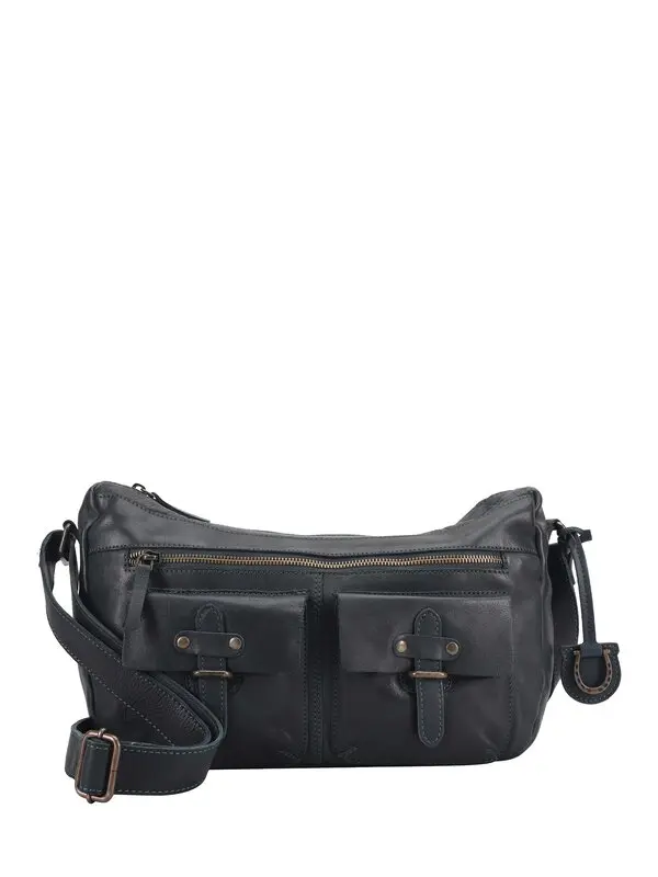 LLOYD BAKER Loulia Washed Leather Crossbody Bag - Green