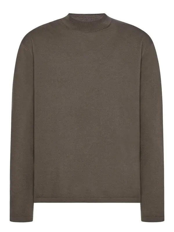 THE ROW Ultrafine Merino Wool Mock Neck Sweater - Concrete