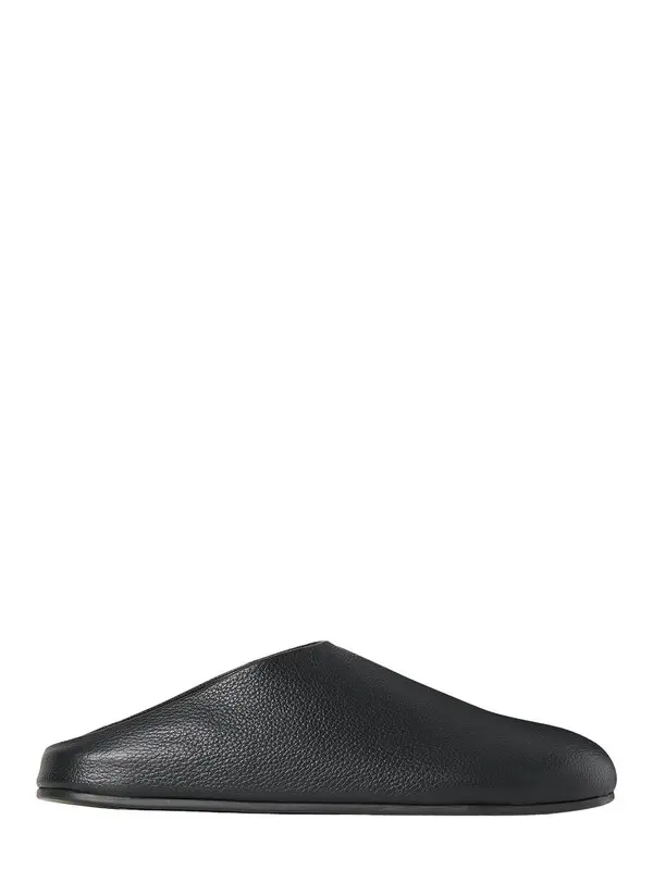 THE ROW Hudson Suede And Shearling Slide - Black