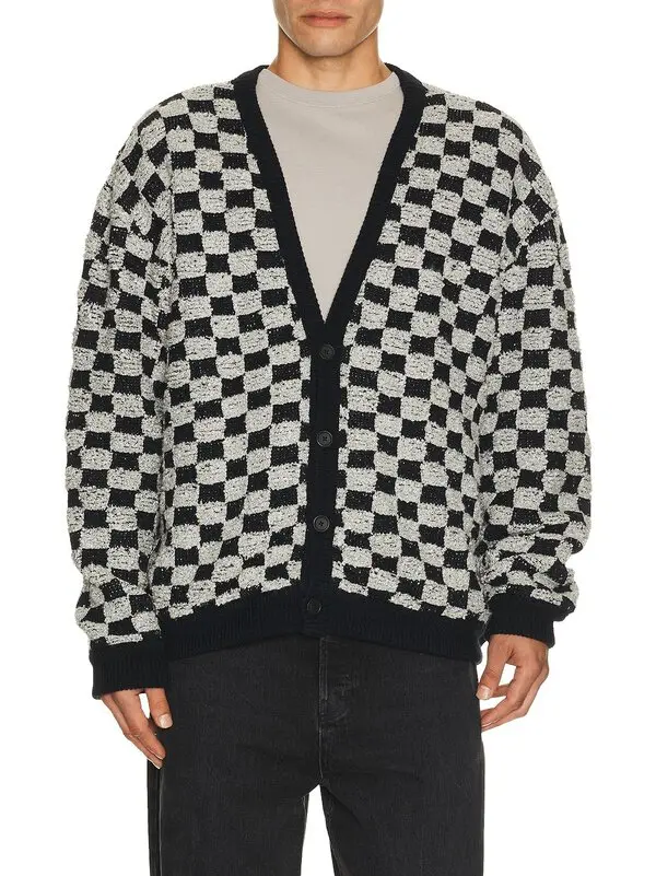 ISA BOULDER Checkerboard Knit Cardigan - Checkered