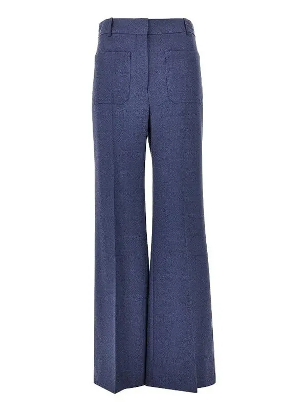 Victoria Beckham Alina Wool-blend Wide-leg Pants - Blue
