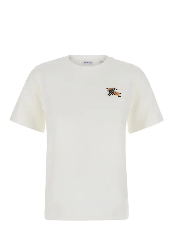 Burberry Cotton T-shirt With Ekd Logo Embroidery - Multicolor