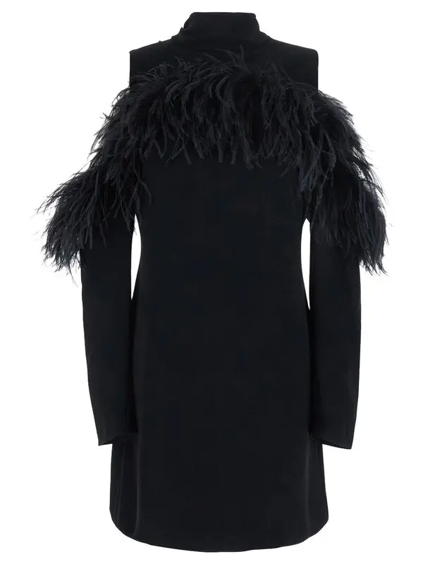 P.a.r.o.s.h Feather Trimmed V-neck Dress - Multicolor