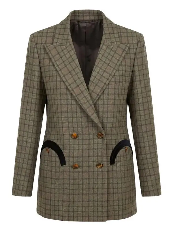 BLAZÉ MILANO Checked Double-breasted Blazer - Green