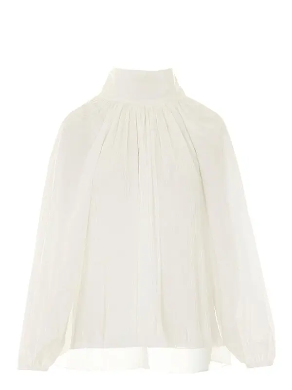 Max Mara Silk Blend Bow Detail Turtleneck Shirt - White