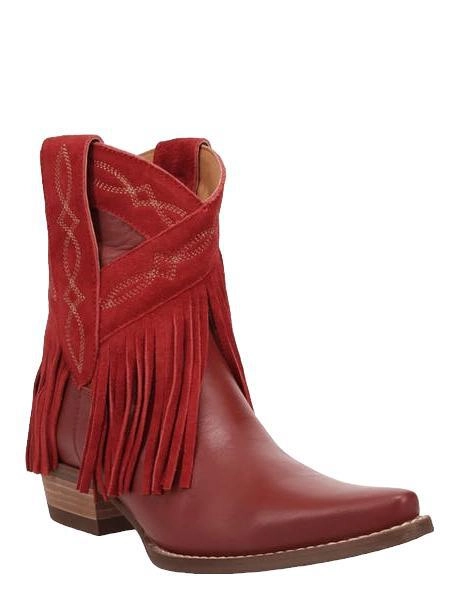 DINGO Last Ride Fringe Western Boots - Red