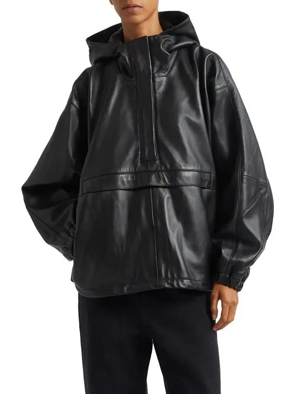 RÓHE Oversized Leather Anorak - Black