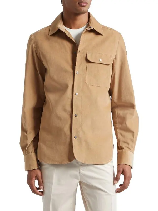 Moncler Cotton Corduroy Snap-up Shirt - Travertine