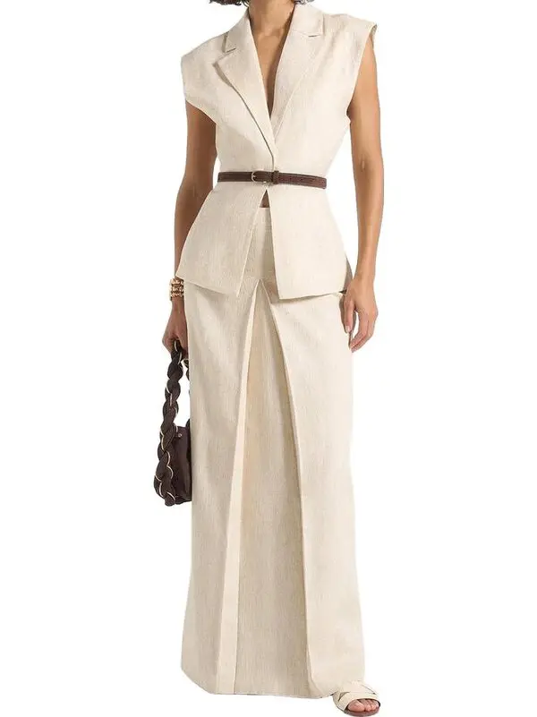 Manière De Voir Regine Linen A-line Maxi Skirt - Natural
