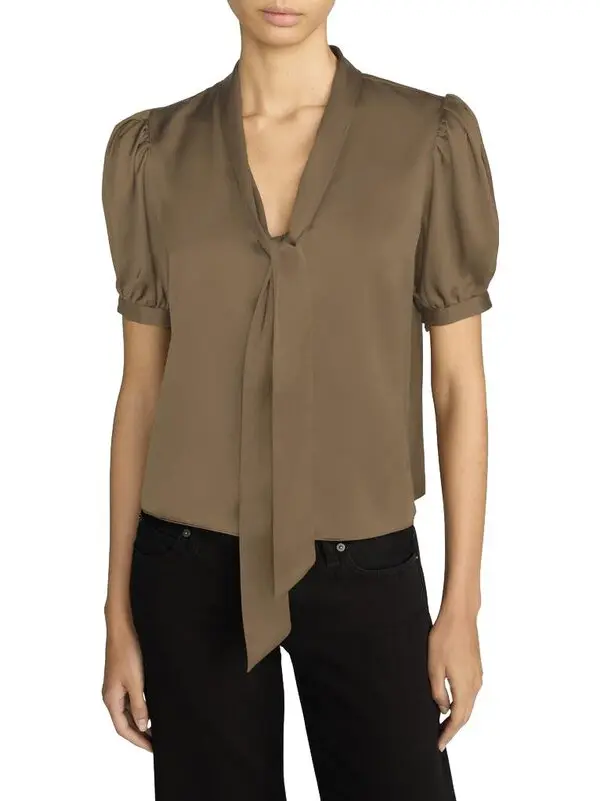 FRAME The Sonnet Silk Top - Moss