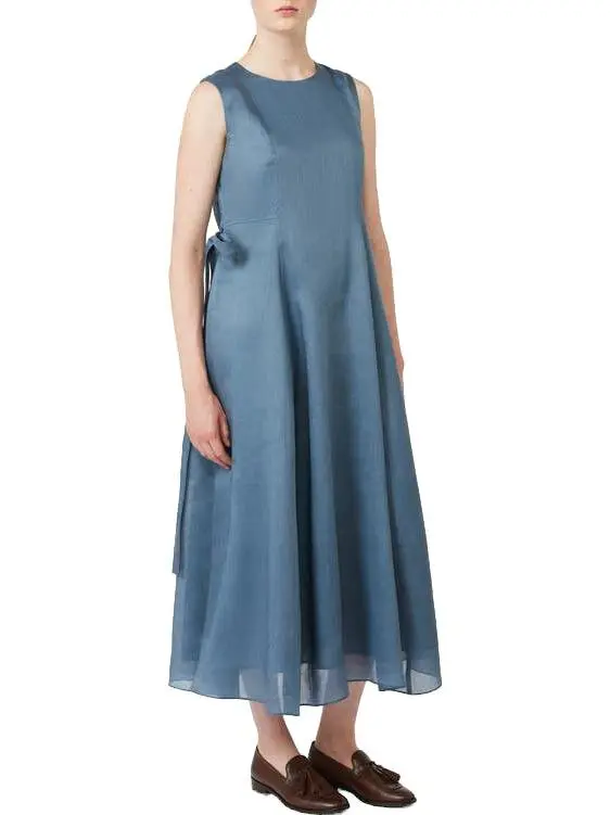 Max Mara Sleeveless Ramie Midi Dress - Sky Blue
