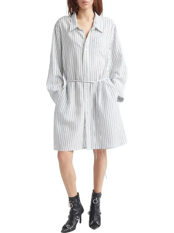 R13 Stripe Drop Neck Shirtdress - Blue Multi Stripe