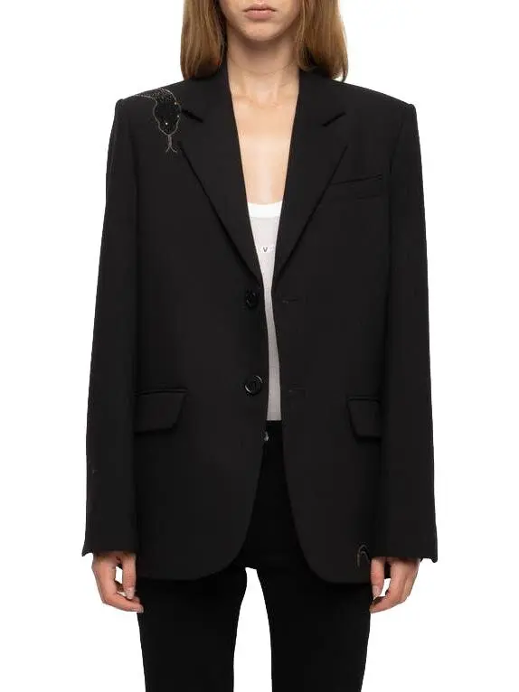 Zadig&Voltaire Vanille Snake Embellished Blazer - Black