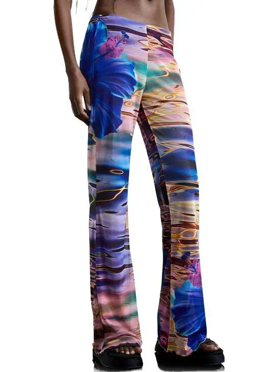 Desigual Printed Flare Pants - Blue