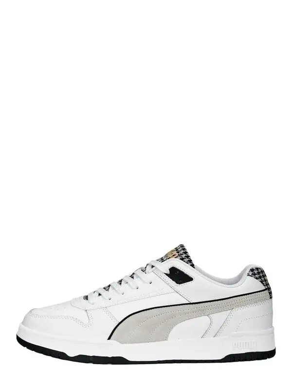 PUMA Low Top Sneakers With Houndstooth Detail - White/beige/black