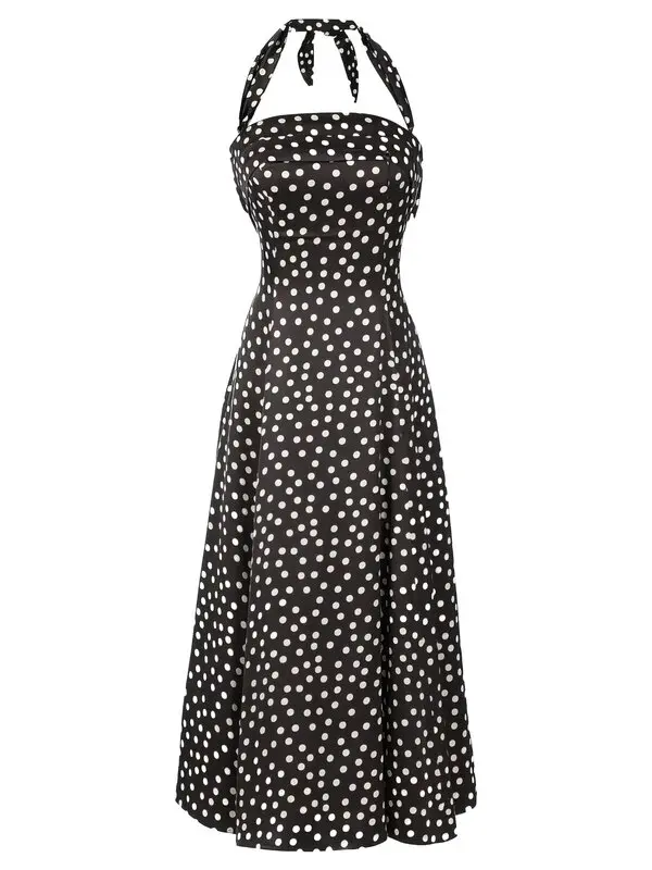 LUNA FASHION HOUSE Melissa Strapless Polka Dot Dress - Black