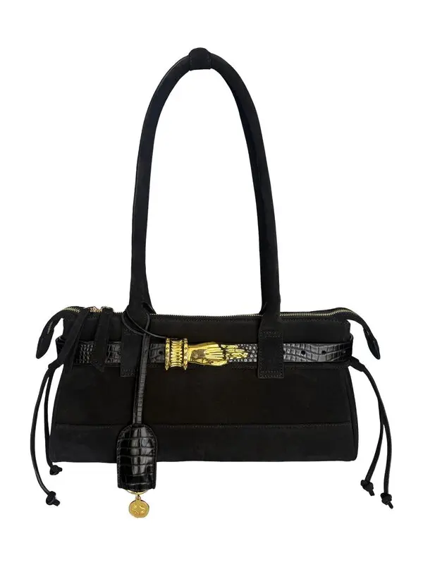 INDIGOLUSH East West Gilded Lure Suede Shoulder Bag - Black