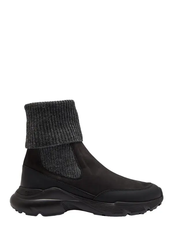 TOD'S Sport Run Nubuck Ankle Boots - Black