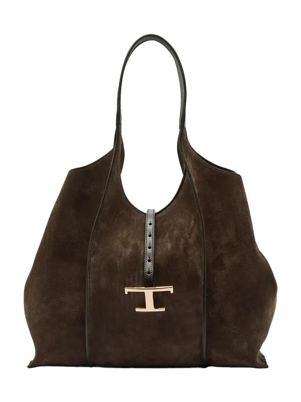TOD'S Suede Tote - Dark Brown