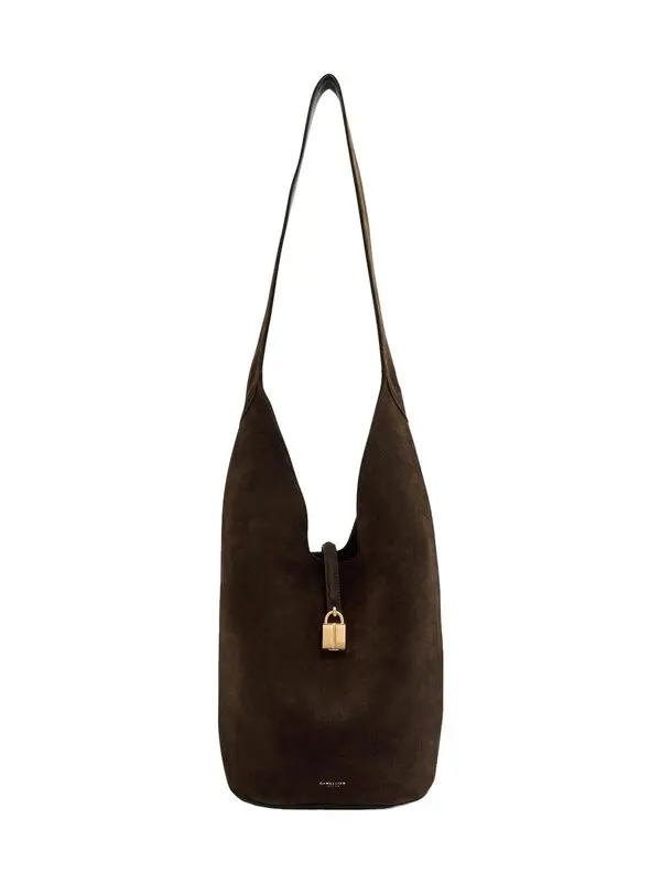 DEMELLIER Siena Suede Cross-body Bag With Gold Tone Lock - Chocolate