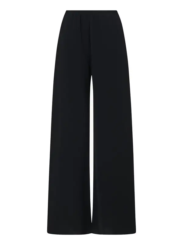THE ROW Gala Pant Wide Leg Wool Twill Trousers - Black