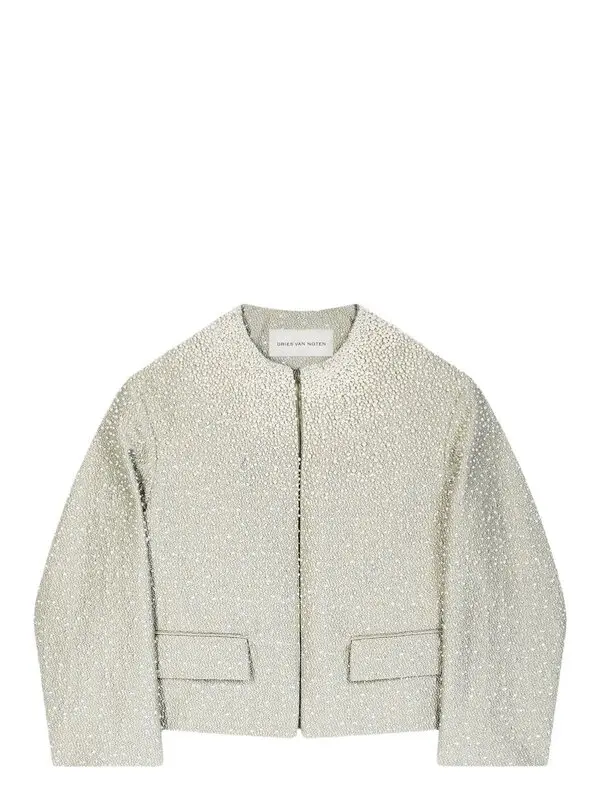 Dries Van Noten Embellished Collarless Jacket - White