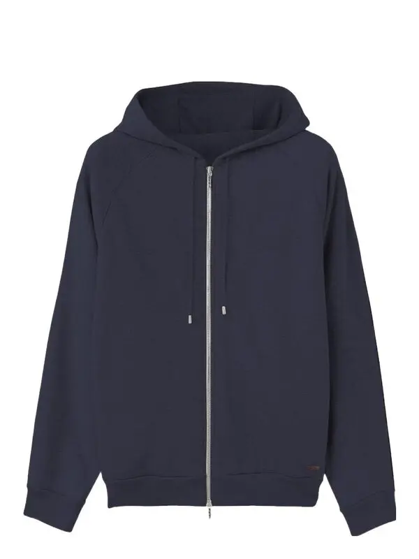 Loro Piana Zippered Pilot Jacket With Drawstring Hood - Graphite Blue