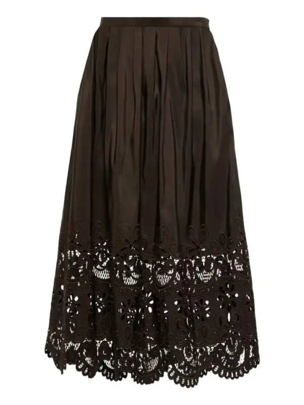 Valentino Garavani Pleated Midi Skirt With Embroidered Detailing - Black